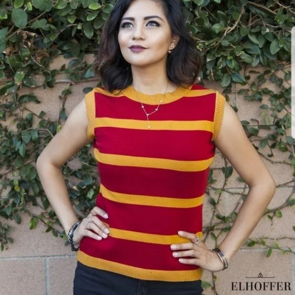 Elhoffer Design | Sweaters | Rare Elhoffer Designer 9s Y2k Bravery Shell Striped Sweater Top Xs ...